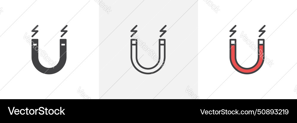Magnet icon set electromagnetic technology symbol Vector Image