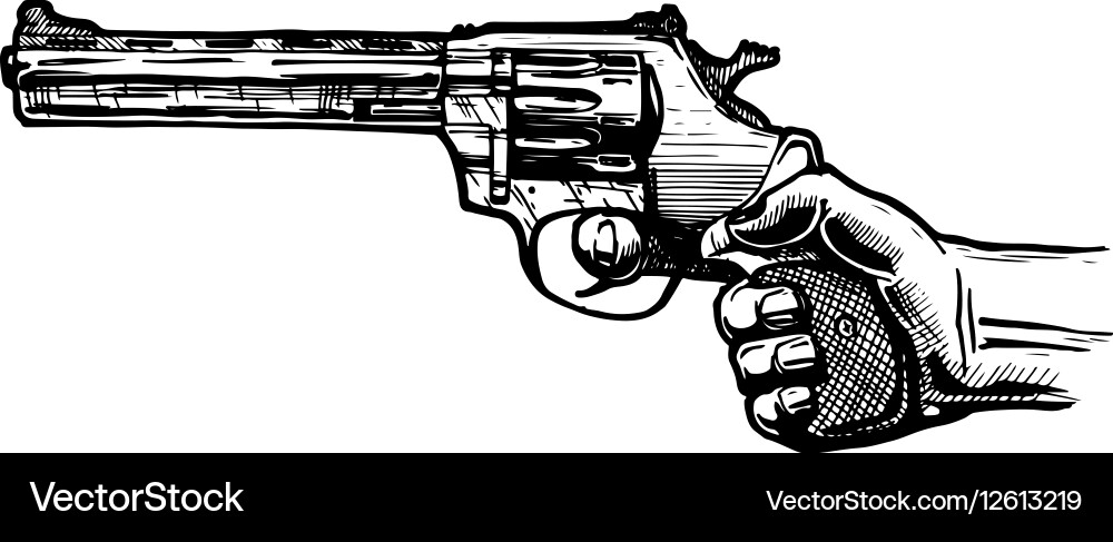 Men hand with revolver pistol Royalty Free Vector Image