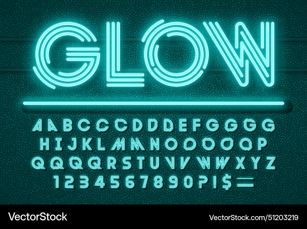 Neon light 3d alphabet retro-futuristic original Vector Image