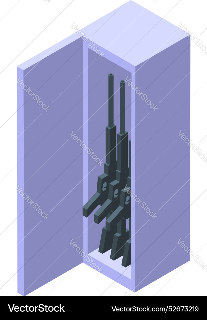 Open gun safe storing rifles for home security Vector Image