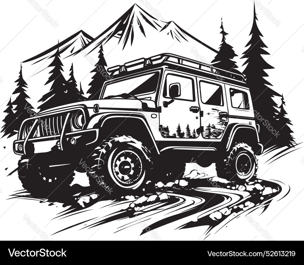 Trailblazing triumph 4x4 suv mountain challenge Vector Image