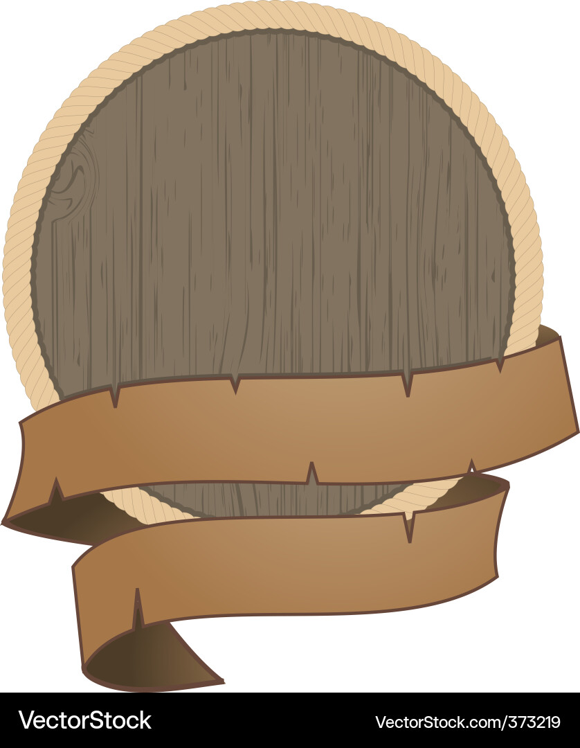 Wooden Shield with Rope Border Royalty Free Vector Image