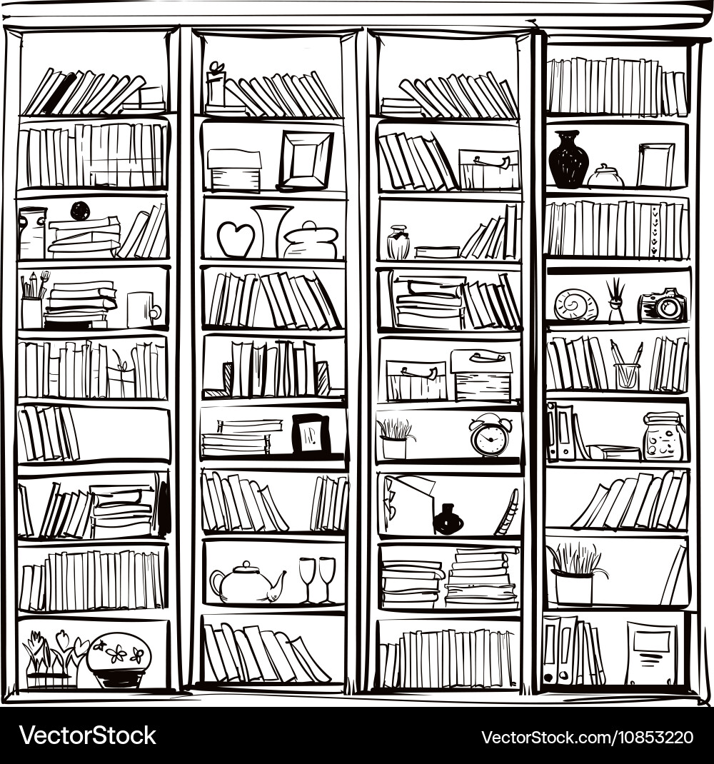 Book Shelf Doodle Royalty Free Vector Image - VectorStock