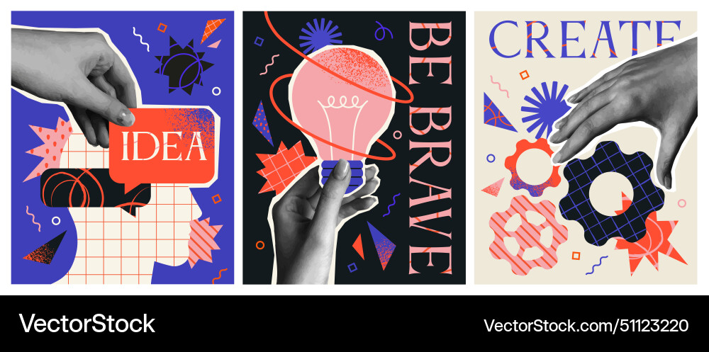 Brainstorm posters set Royalty Free Vector Image