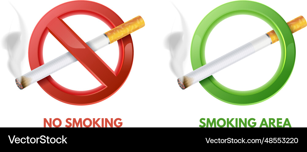 Cigarette stop and allow signs no smoking Vector Image