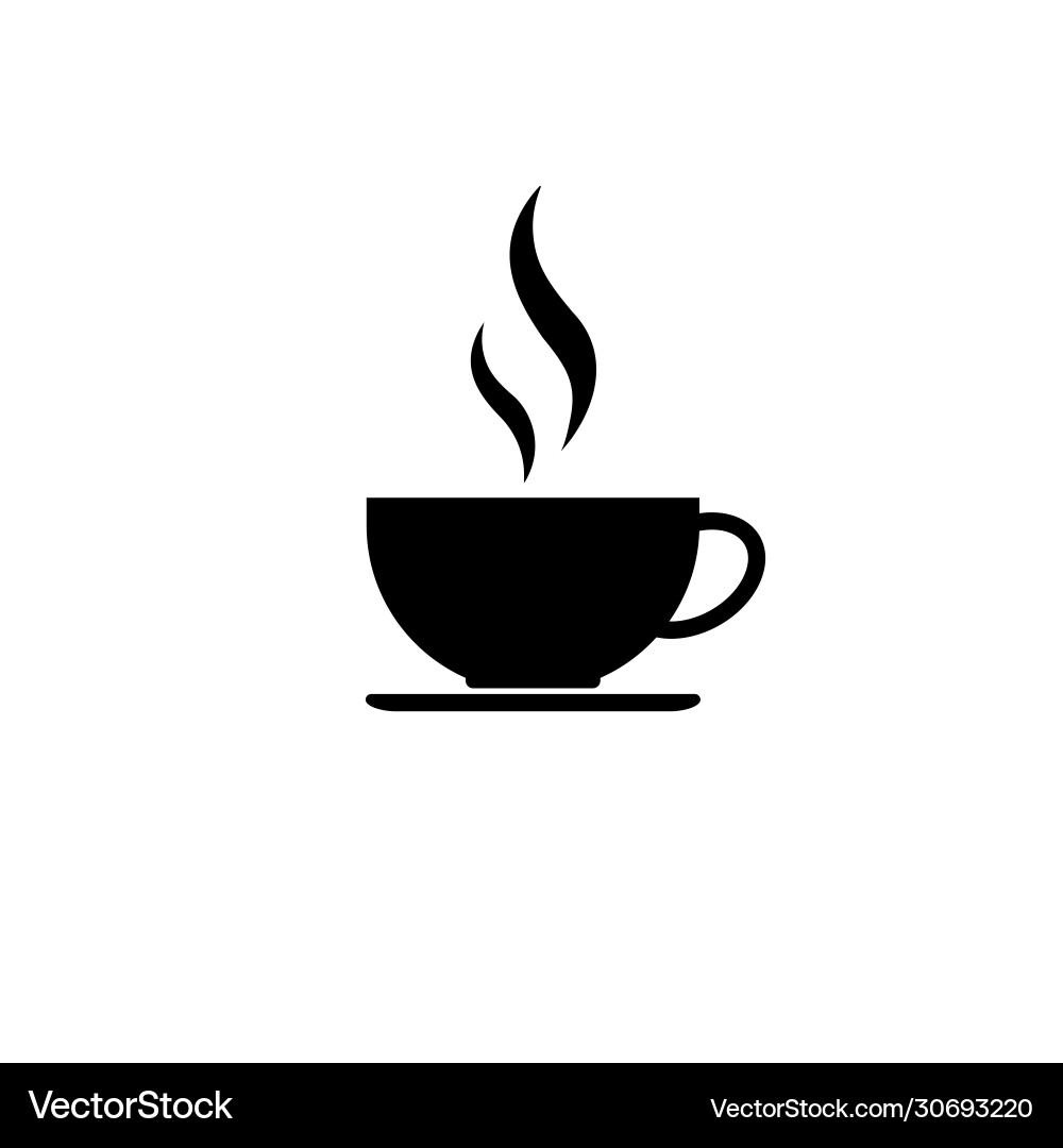 Cup coffee tea with steam icon in black simple Vector Image