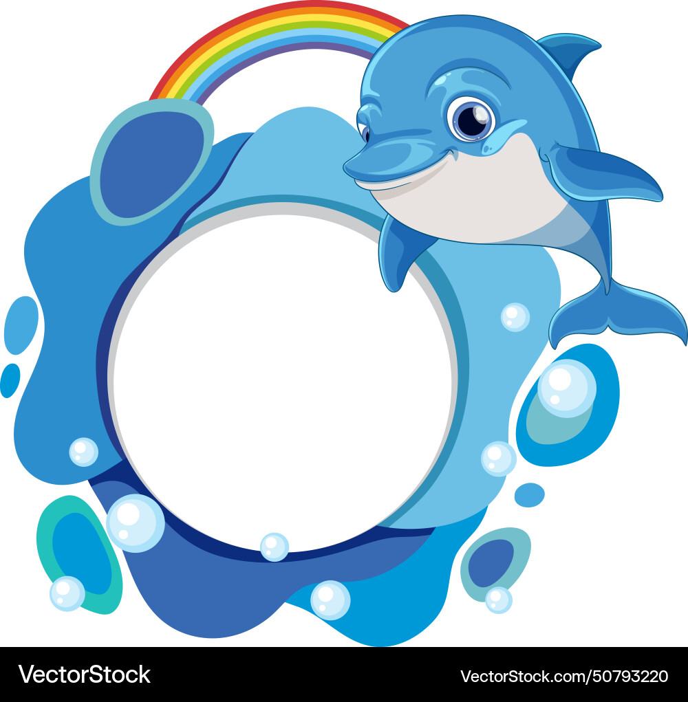Cute dolphin cartoon with colorful rainbow Vector Image