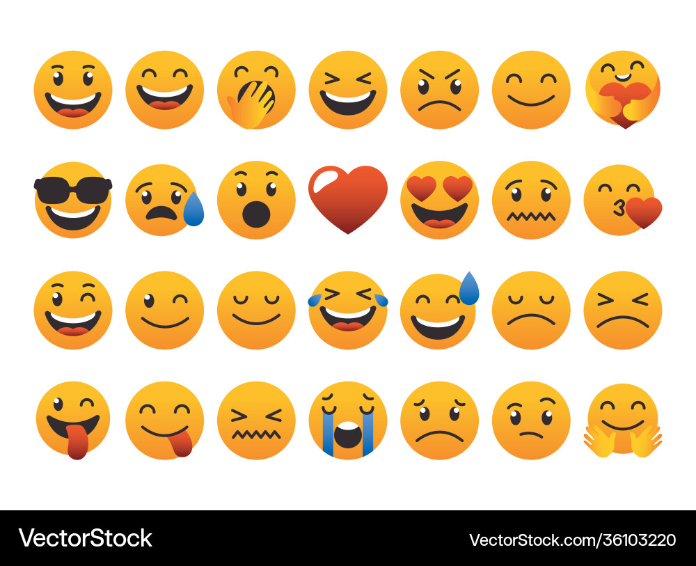Emoji faces collection set colorful design Vector Image