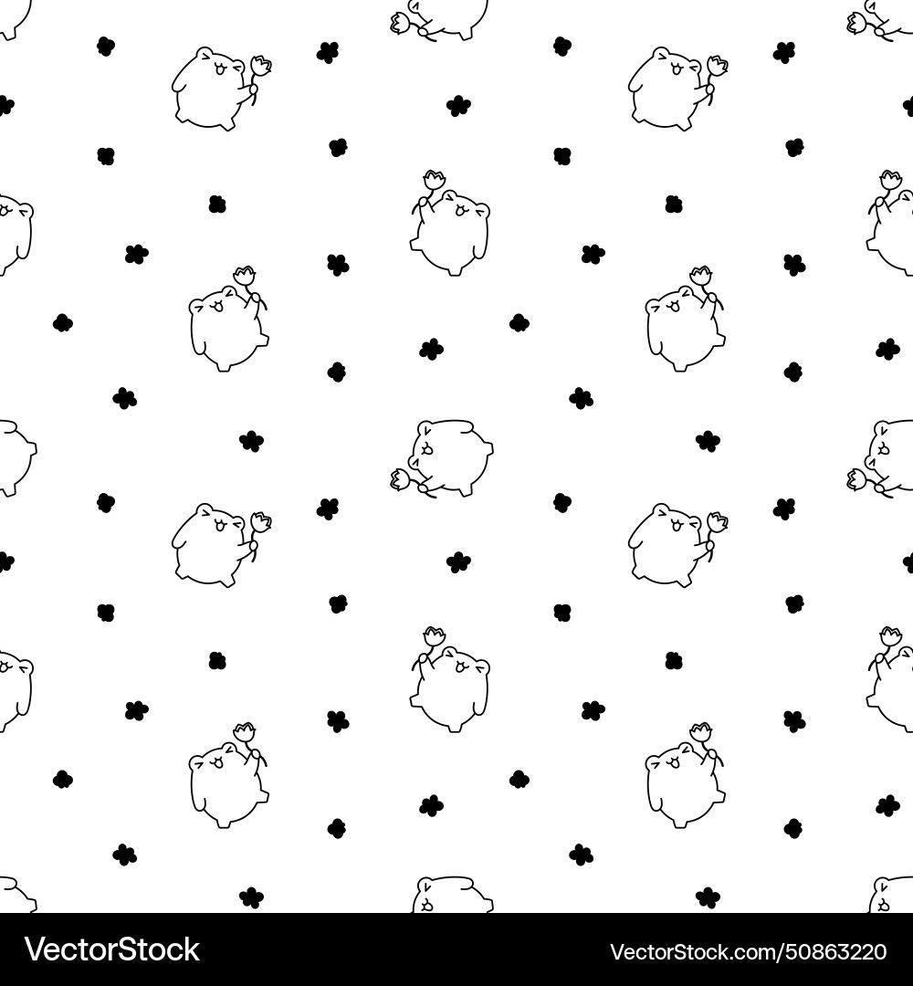 Frog seamless pattern coloring page Royalty Free Vector