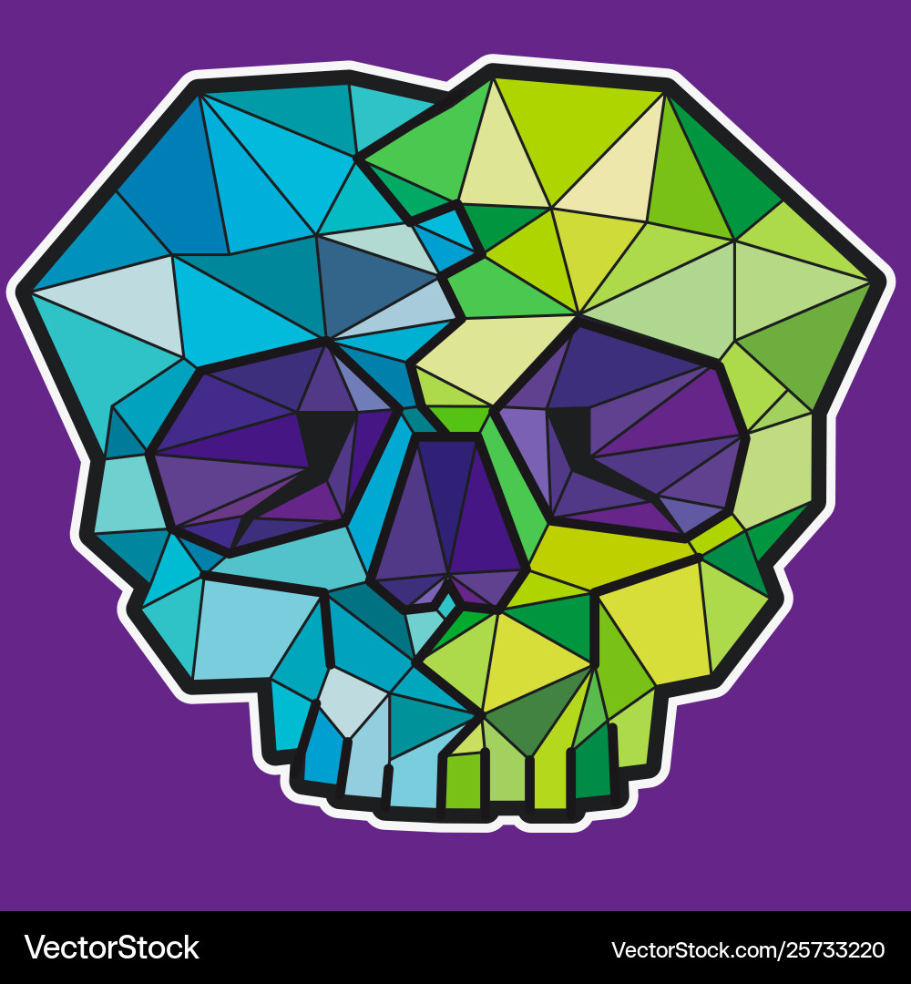 Geometric Colorful Skull Sticker Royalty Free Vector Image