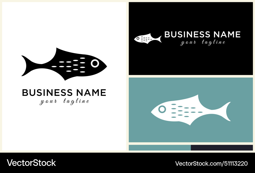 Line art fish logo template Royalty Free Vector Image
