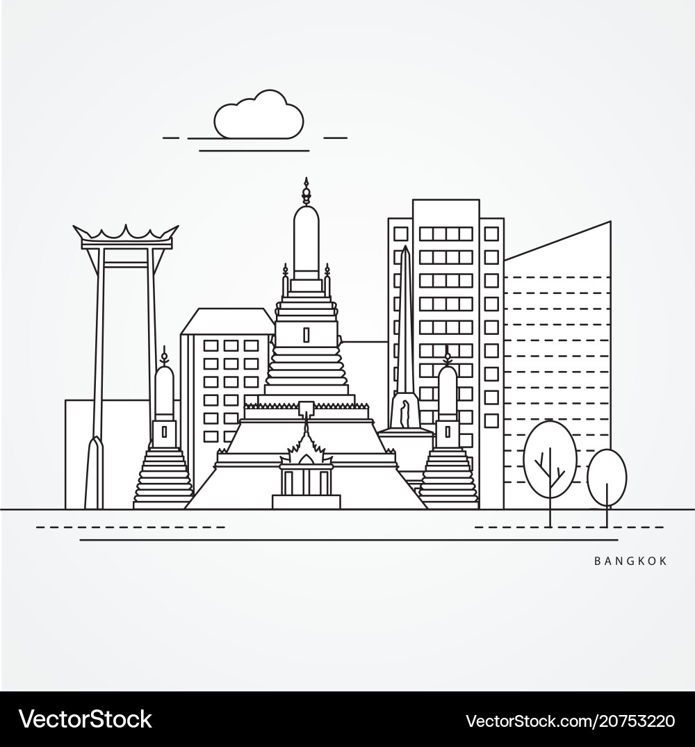 Linear of bangkok thailand Royalty Free Vector Image