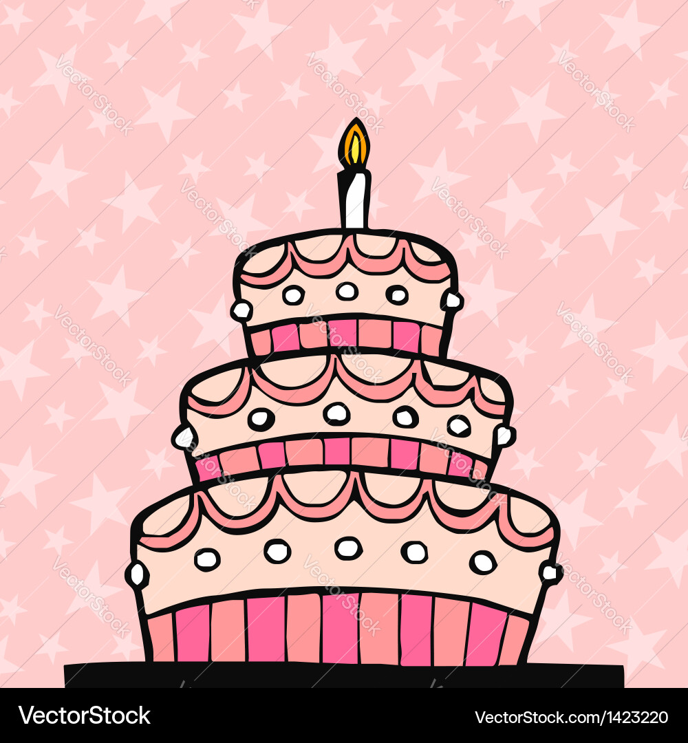 Pink birthday cake Royalty Free Vector Image - VectorStock