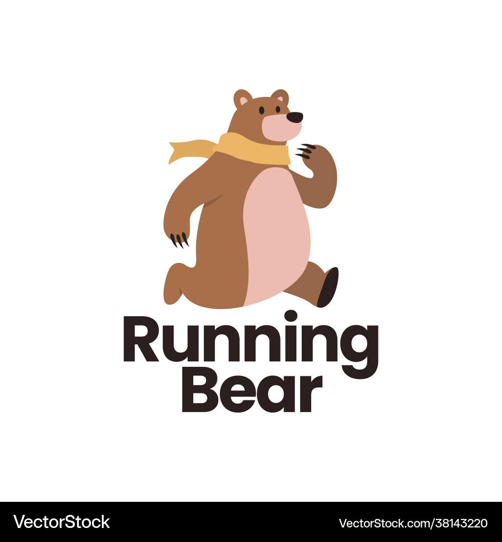 Running bear flat logo icon Royalty Free Vector Image