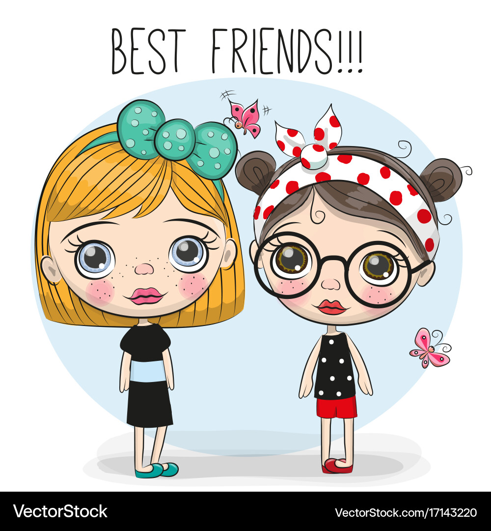 Two cute cartoon girls Royalty Free Vector Image