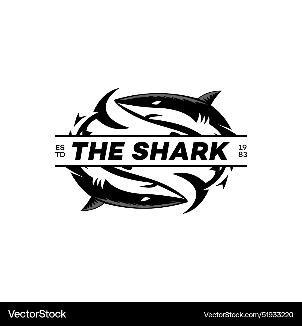 Vintage logo shark template Royalty Free Vector Image