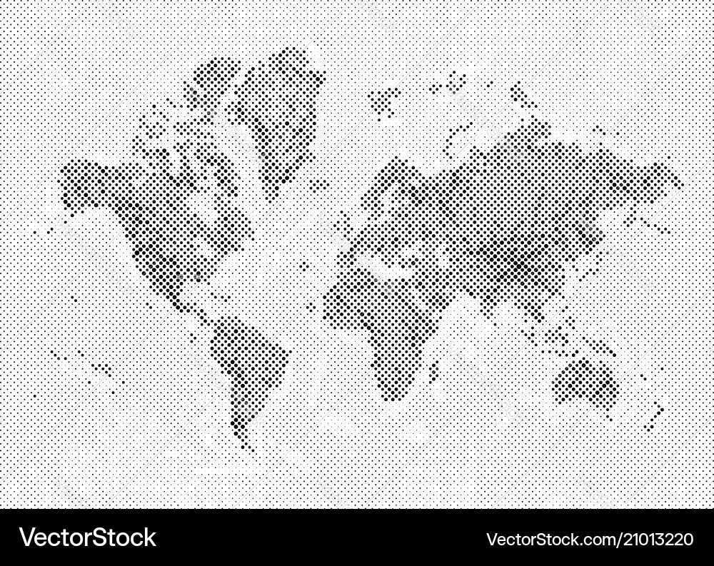 World map with halftone effect Royalty Free Vector Image