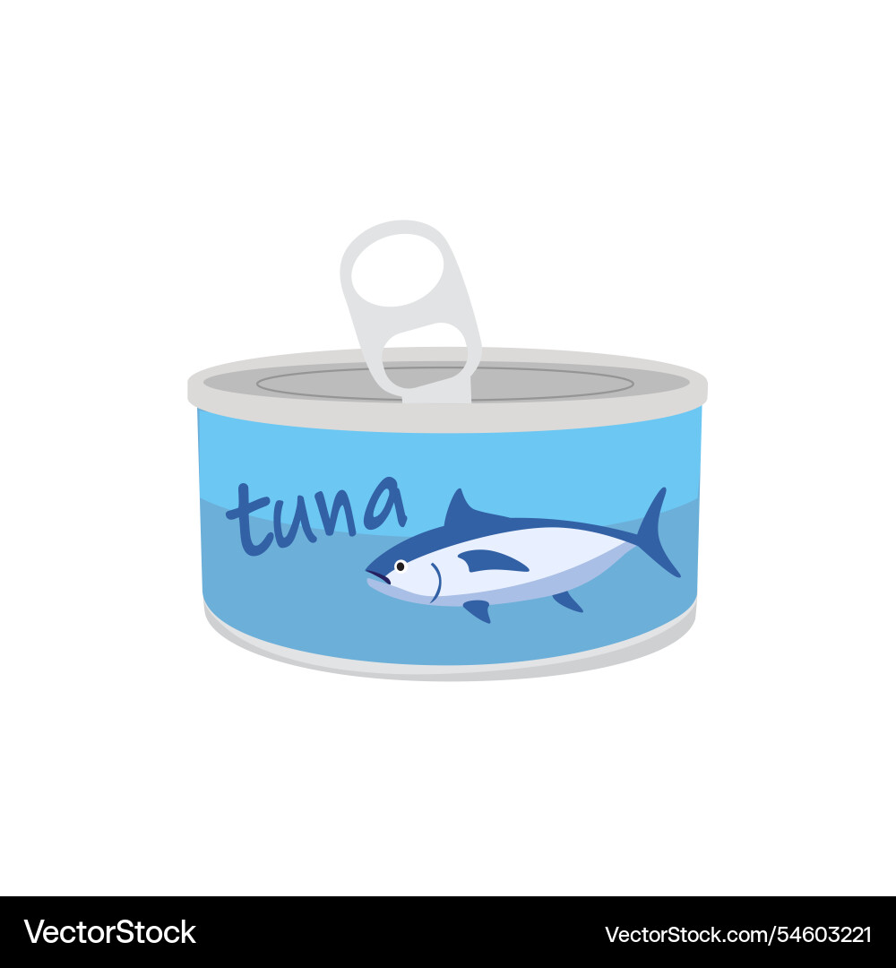 Canned tuna can with fish isolated on white Vector Image