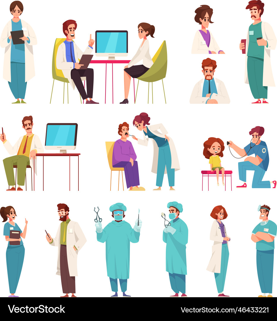 Doctor characters set Royalty Free Vector Image