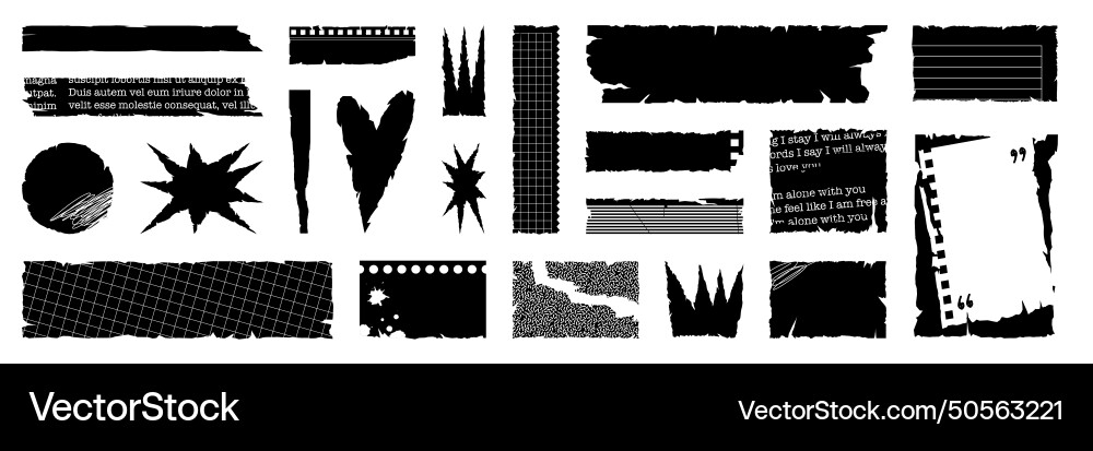 Grungy ripped paper sheet stickers Royalty Free Vector Image