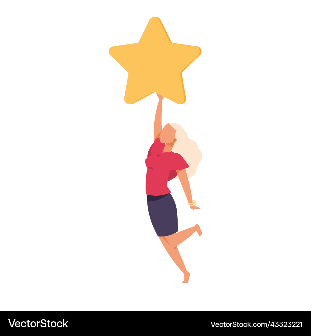 Happy Woman Rating with Star Royalty Free Vector Image