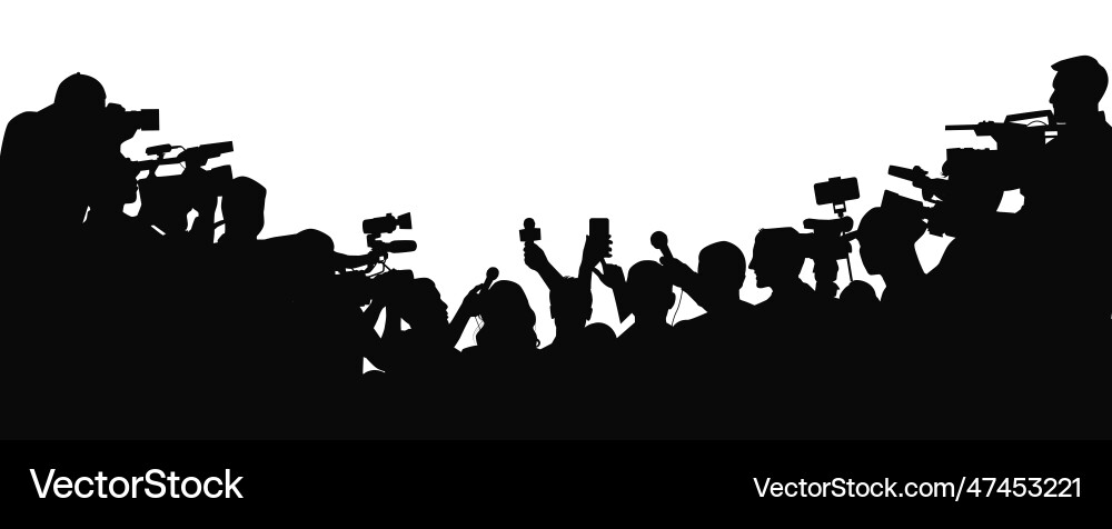Journalists interviewing reporters crowd Vector Image