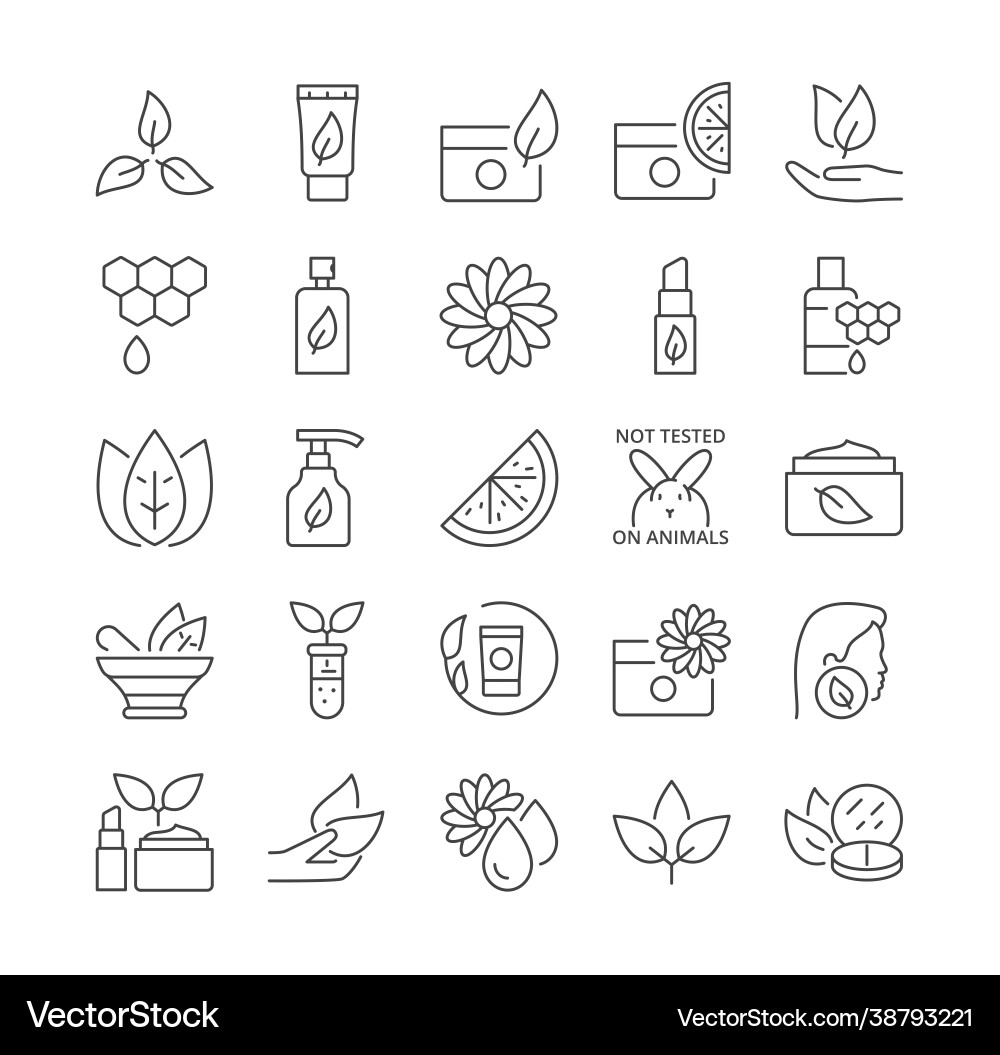 Natural and organic cosmetics line icons Vector Image