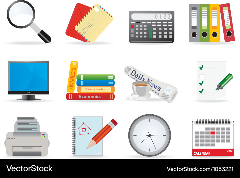 Office Icon Set Royalty Free Vector Image - VectorStock