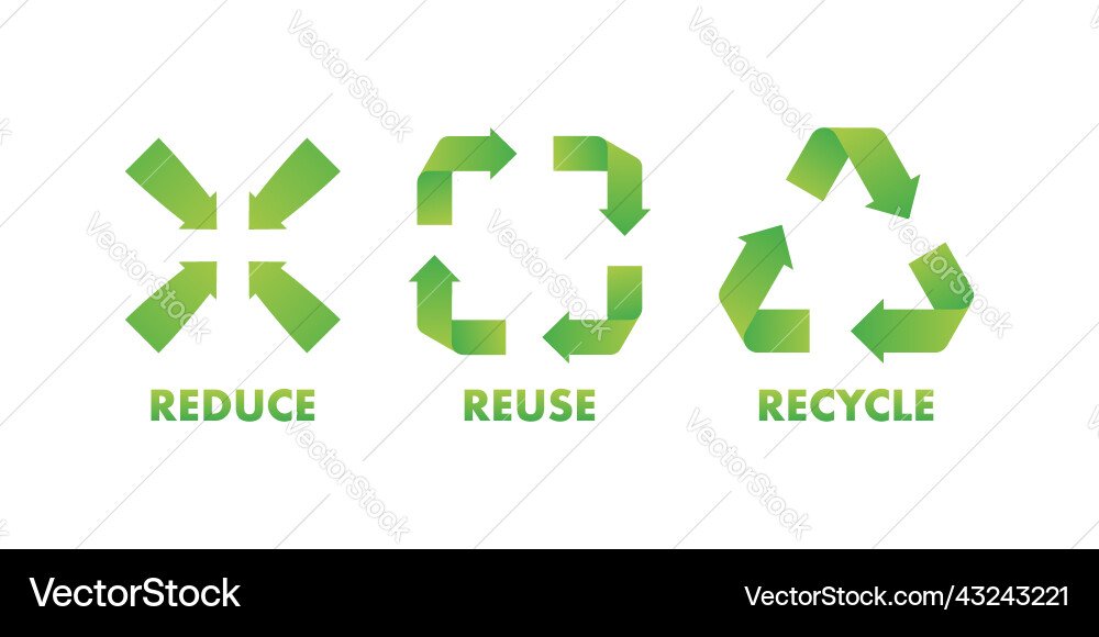 Reduce reuse recycle sign zero waste conscious Vector Image