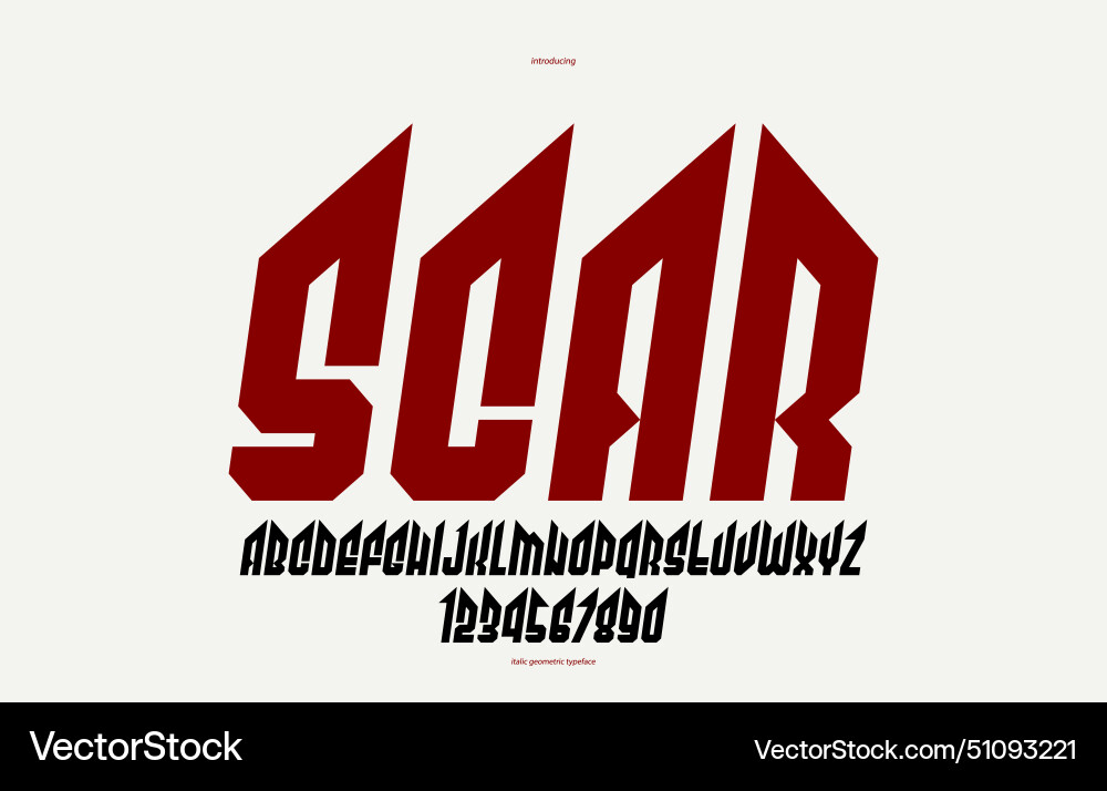 Sharp and bold italic display font for logo Vector Image