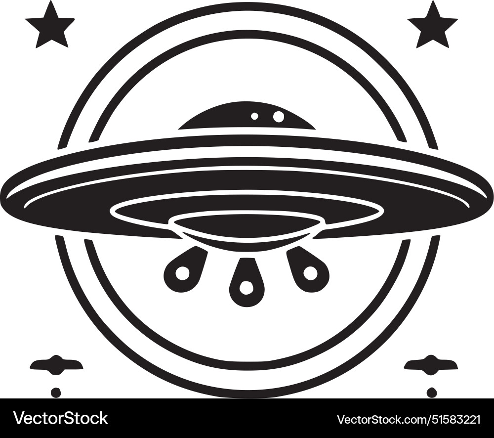 Ufo - black and white Royalty Free Vector Image