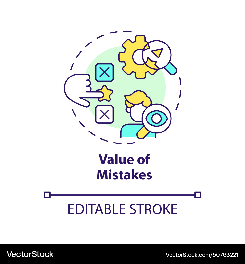 Value of mistakes multi color concept icon Vector Image