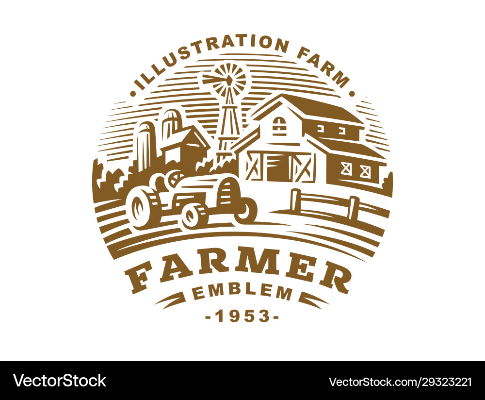 Vintage Farm Emblem Logo Royalty Free Vector Image