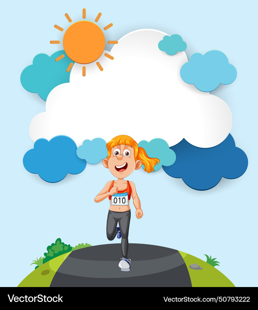 Cheerful runner enjoying a sunny day outdoors Vector Image
