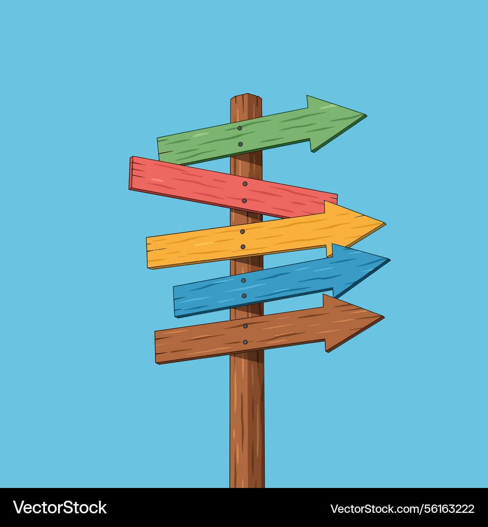Colorful directional signpost with arrows Vector Image