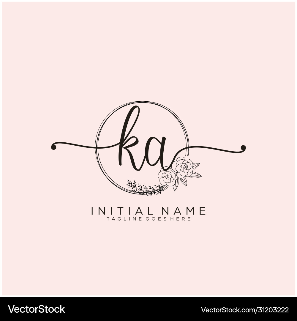 Elegant Initial Monogram Logo - Ka Royalty Free Vector Image