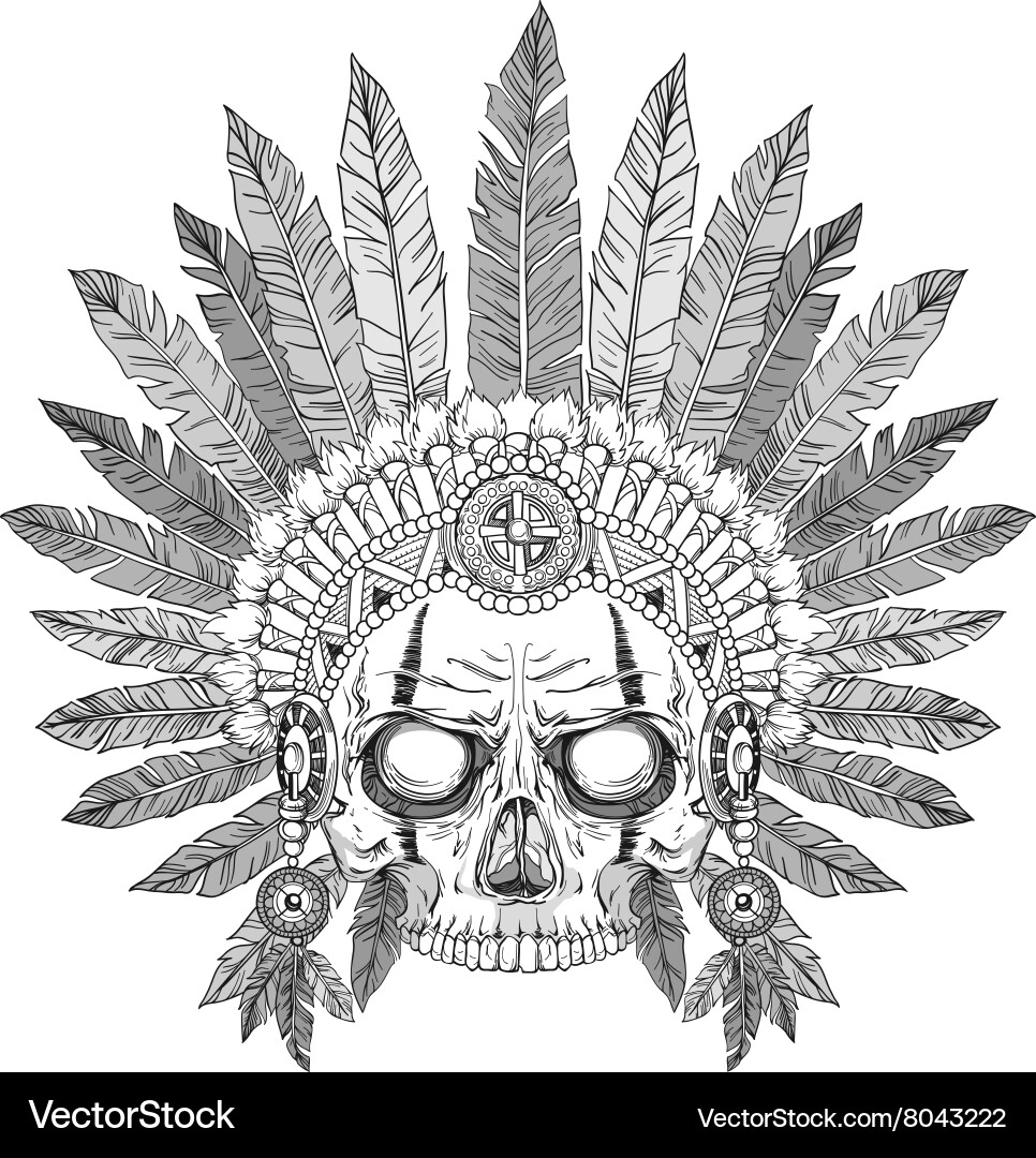 Indian chief skull Royalty Free Vector Image - VectorStock