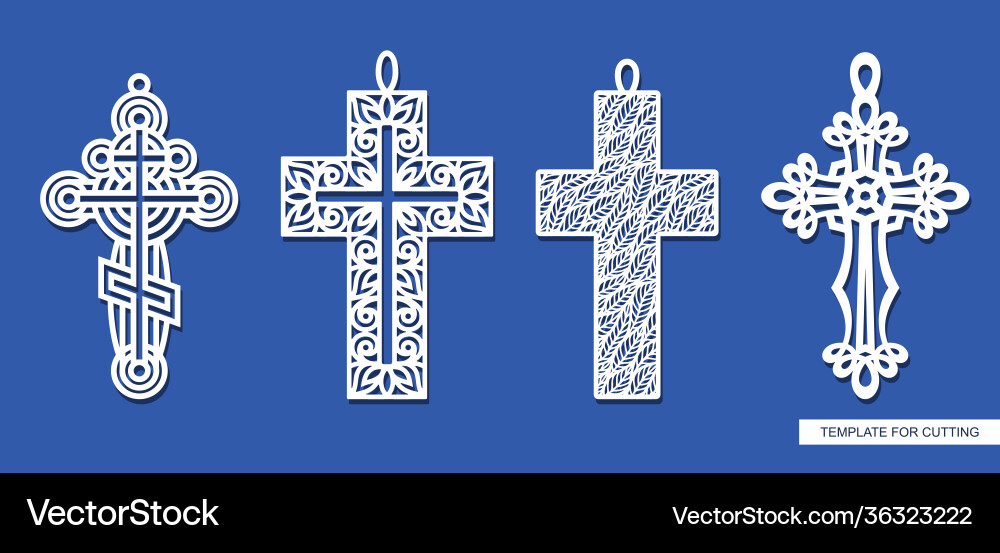 Ornate Cross Cutout Template Royalty Free Vector Image