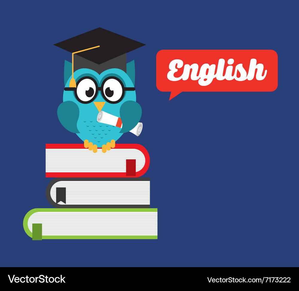 Owl Learning English Royalty Free Vector Image