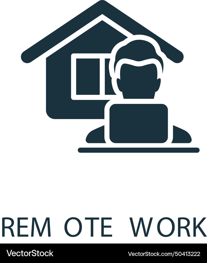 Remote work icon monochrome simple sign from Vector Image