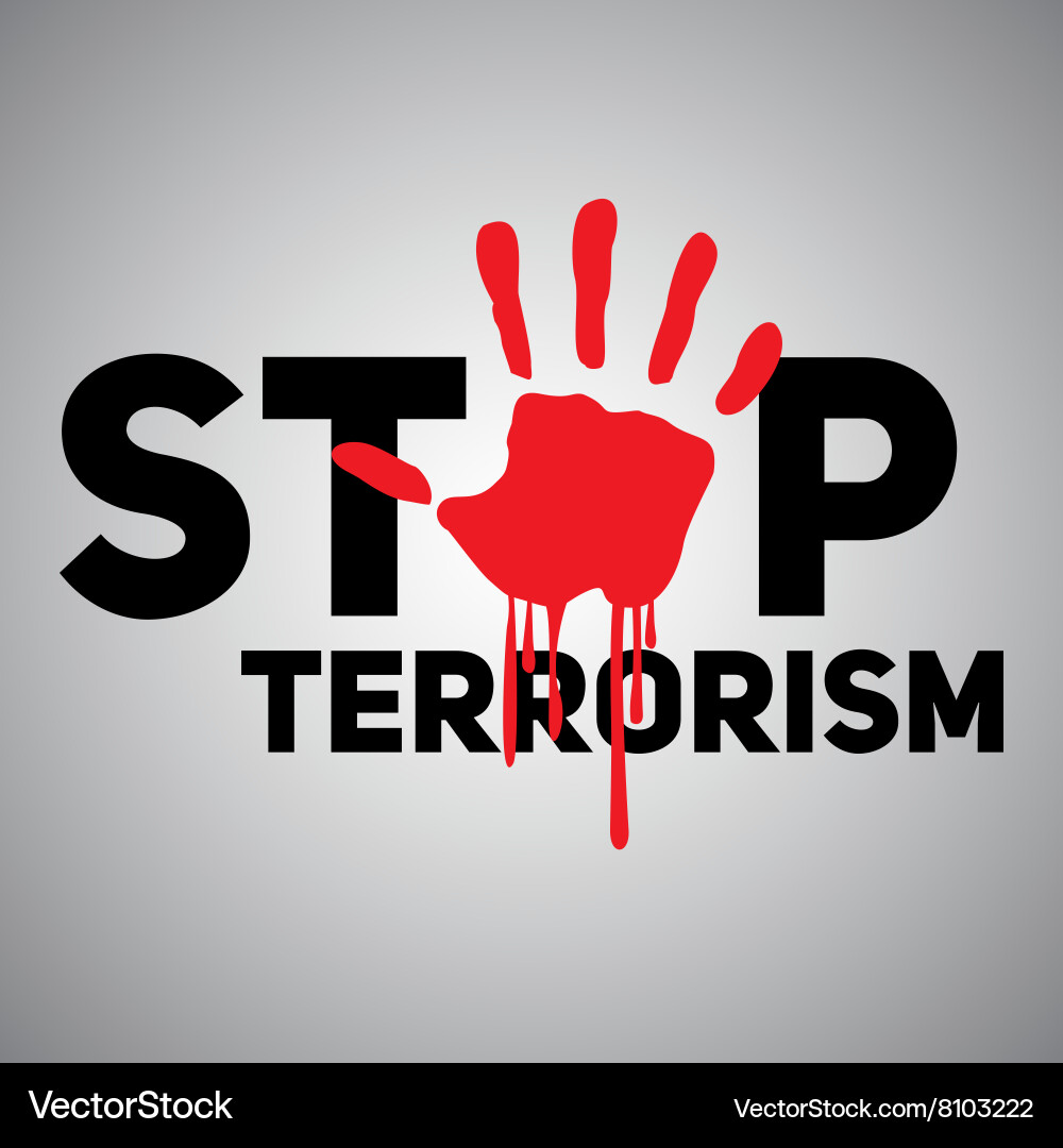Stop Terrorism - Bloody Hand Royalty Free Vector Image