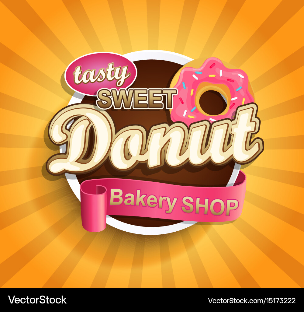 Sweet donut label Royalty Free Vector Image - VectorStock