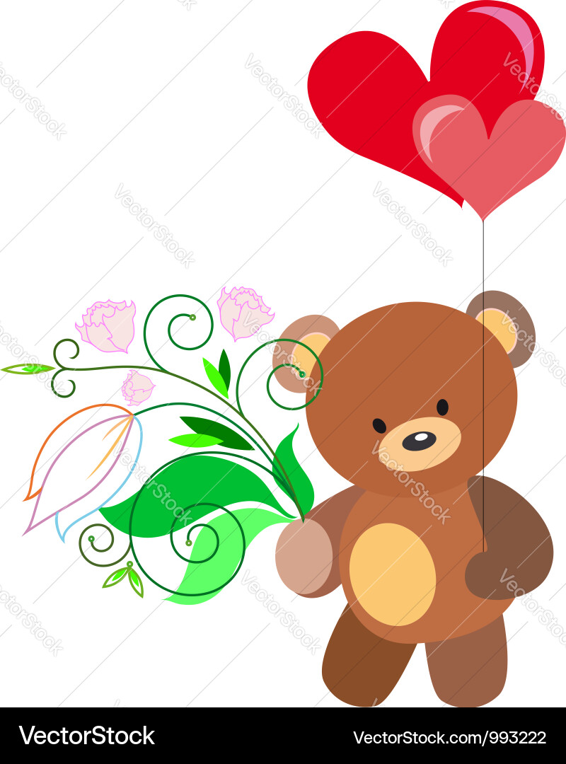Teddy bear with flowers Royalty Free Vector Image