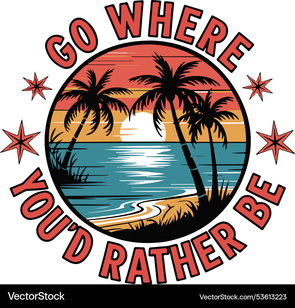 A circular beach t-shirt design Royalty Free Vector Image