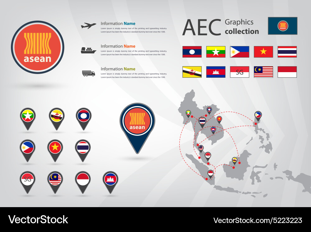 AEC Transportation Map Royalty Free Vector Image