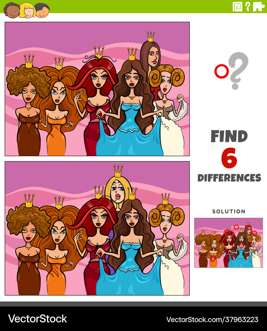 Differences educational game with cartoon Vector Image