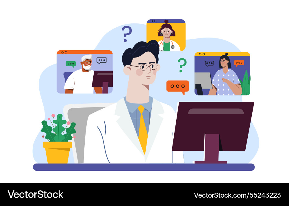 Doctor in online consultation Royalty Free Vector Image
