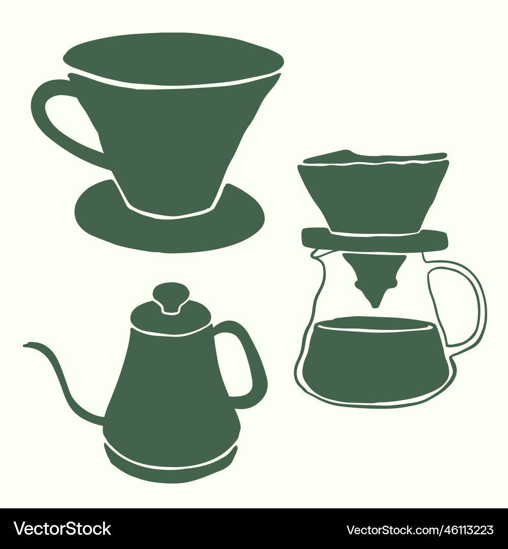Green coffee tools Royalty Free Vector Image - VectorStock