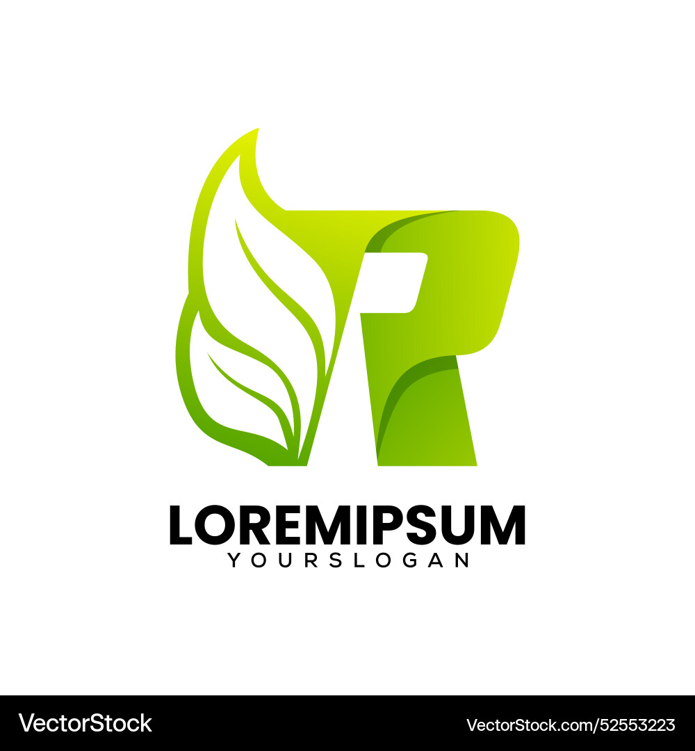 Initial letter r leaf logo design Royalty Free Vector Image