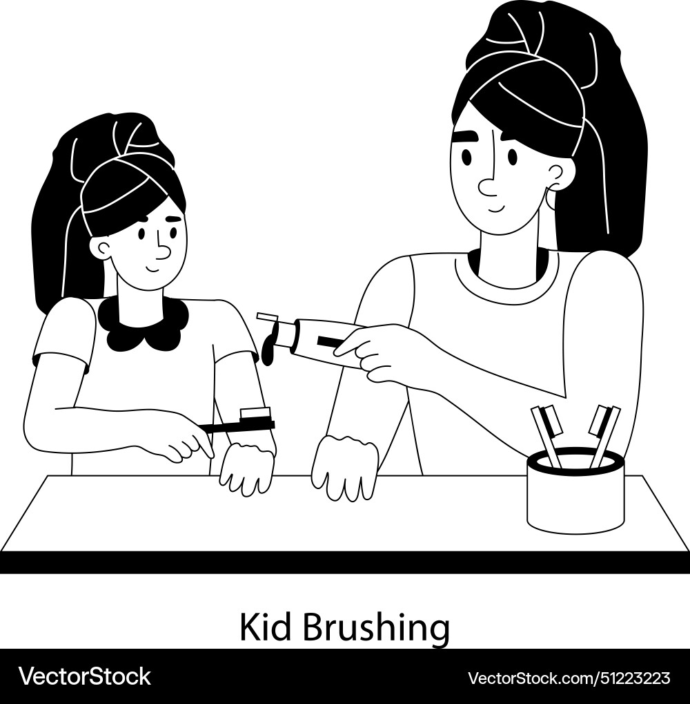 Kid brushing Royalty Free Vector Image - VectorStock